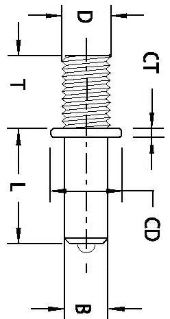 Collar Stud - Stainless Steel - .330 Weld Base with 3/8-16 Thread - 100 ...